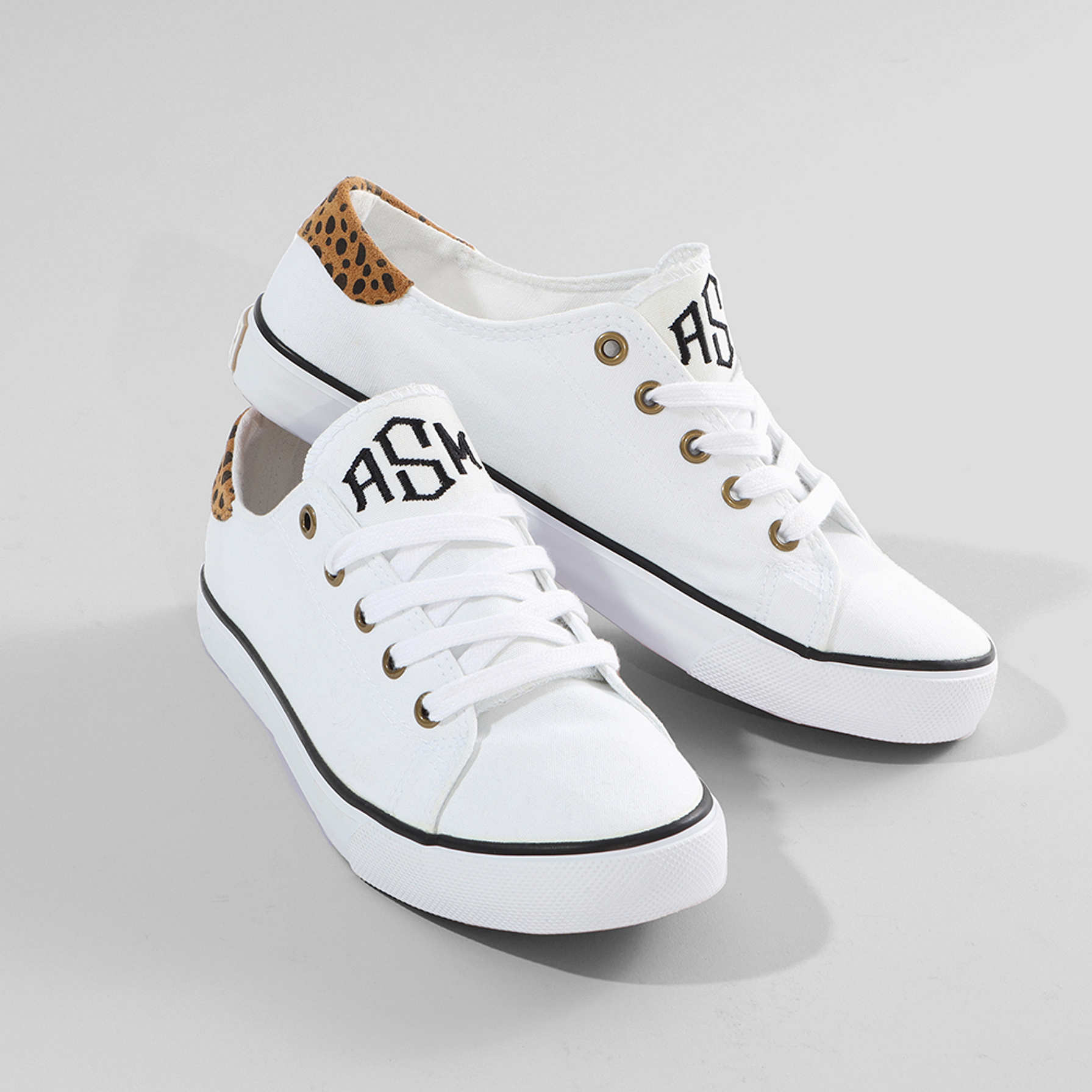White Canvas Monogrammed Sneakers - Marleylilly