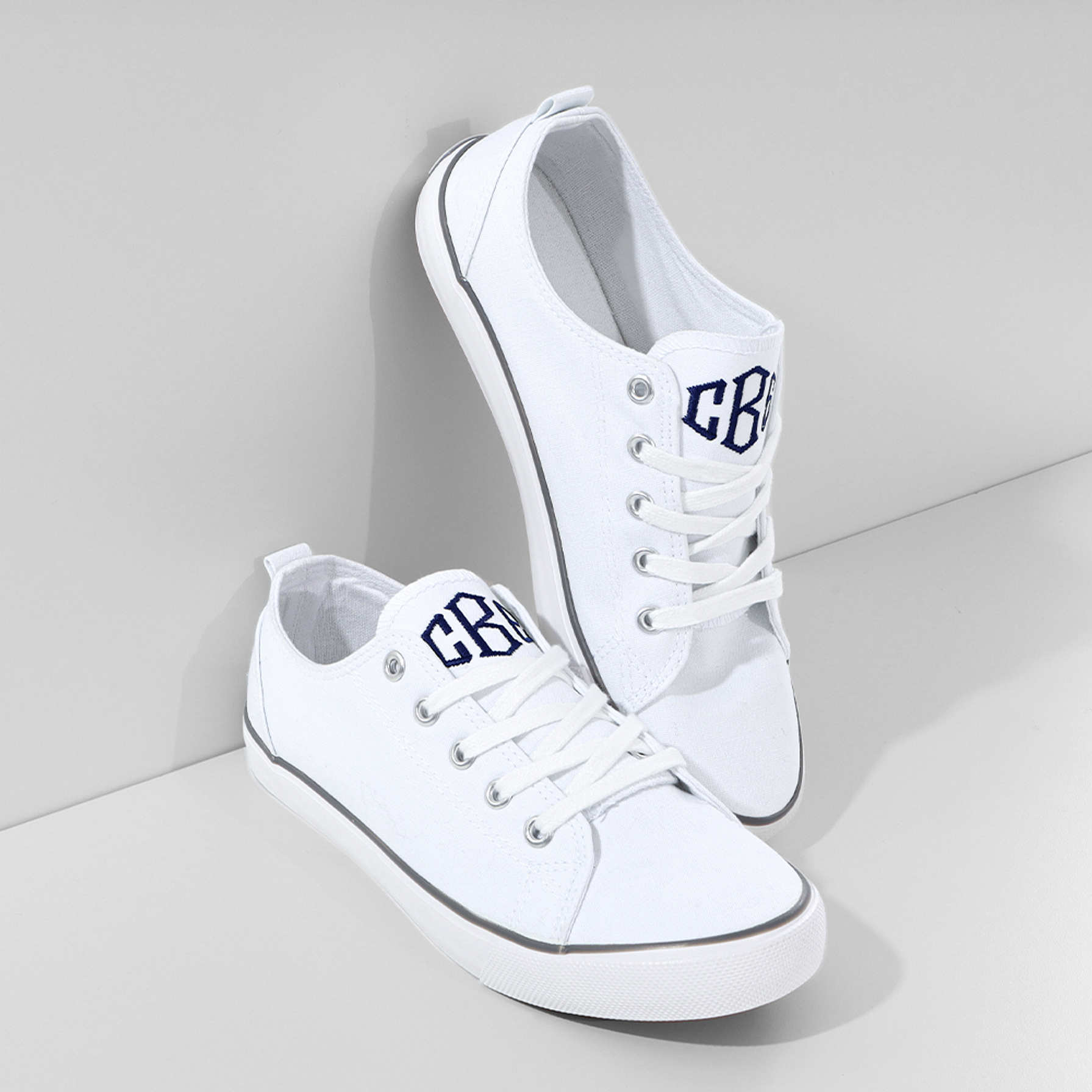 White Canvas Monogrammed Sneakers - Marleylilly