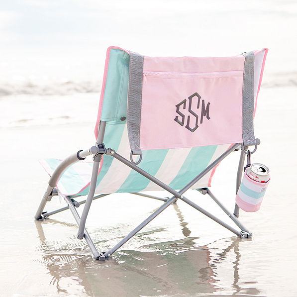 Monogrammed Beach Chair with Pocket - Marleylilly