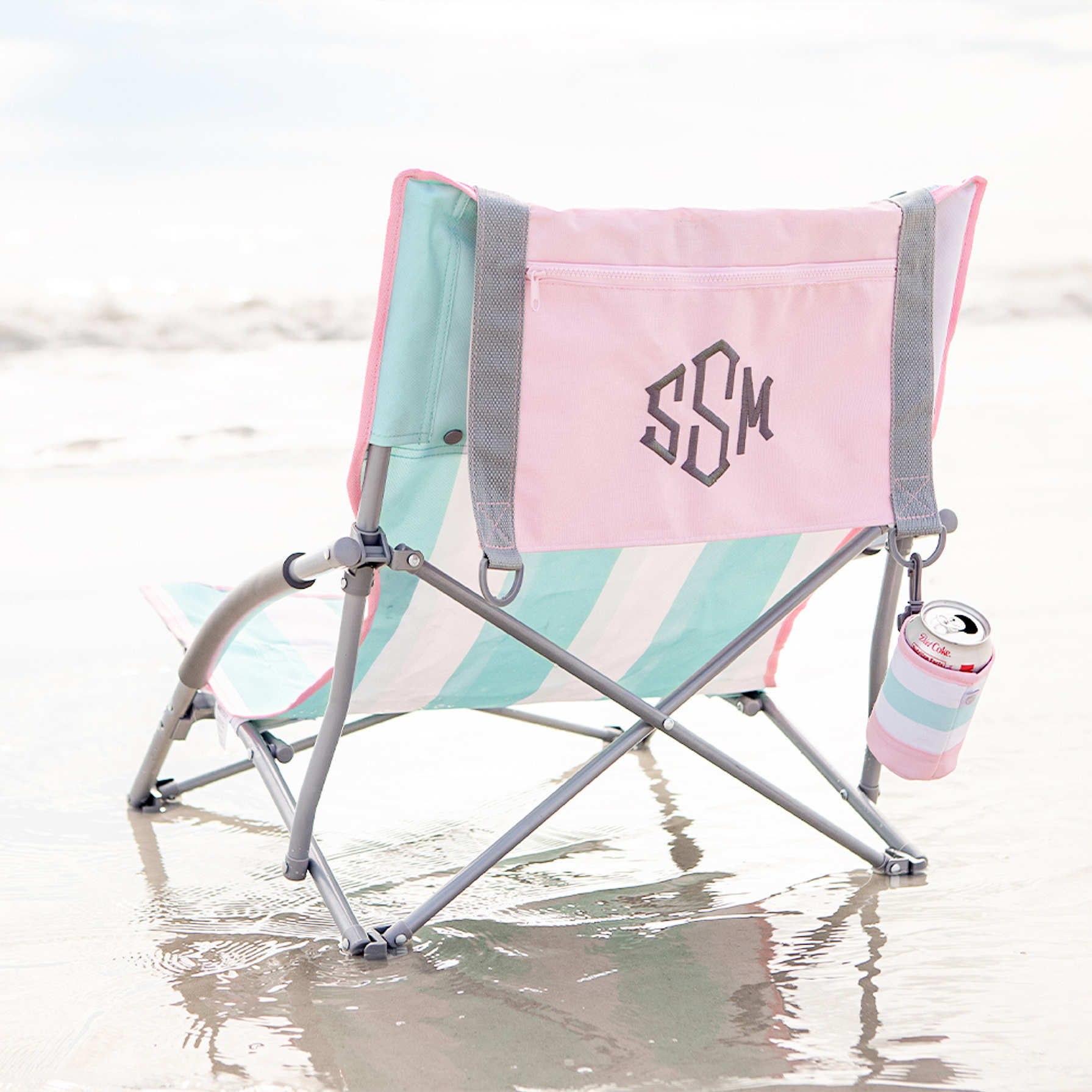 Monogrammed Beach Chair with Pocket - Marleylilly