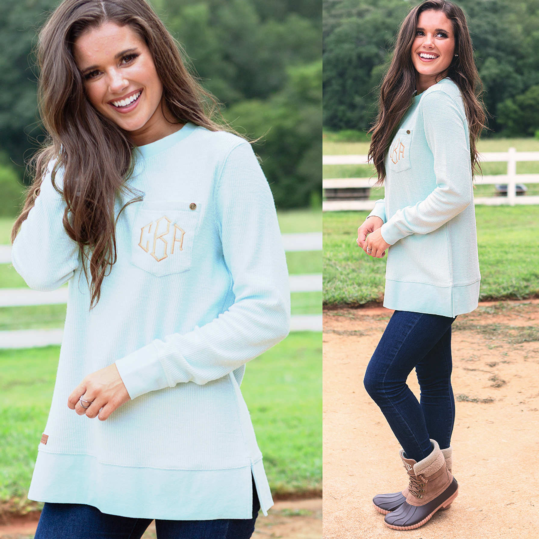 Corded Knit Monogrammed Sweatshirt - Marleylilly.com