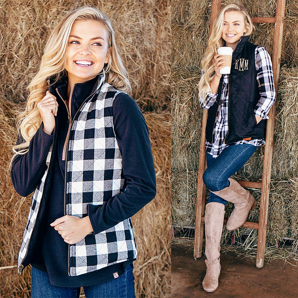 Personalized Ladies Reversible Plaid Vest - Marleylilly