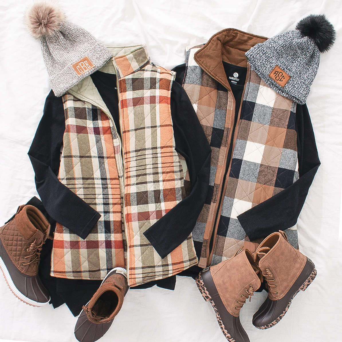 Personalized Ladies Reversible Plaid Vest - Marleylilly