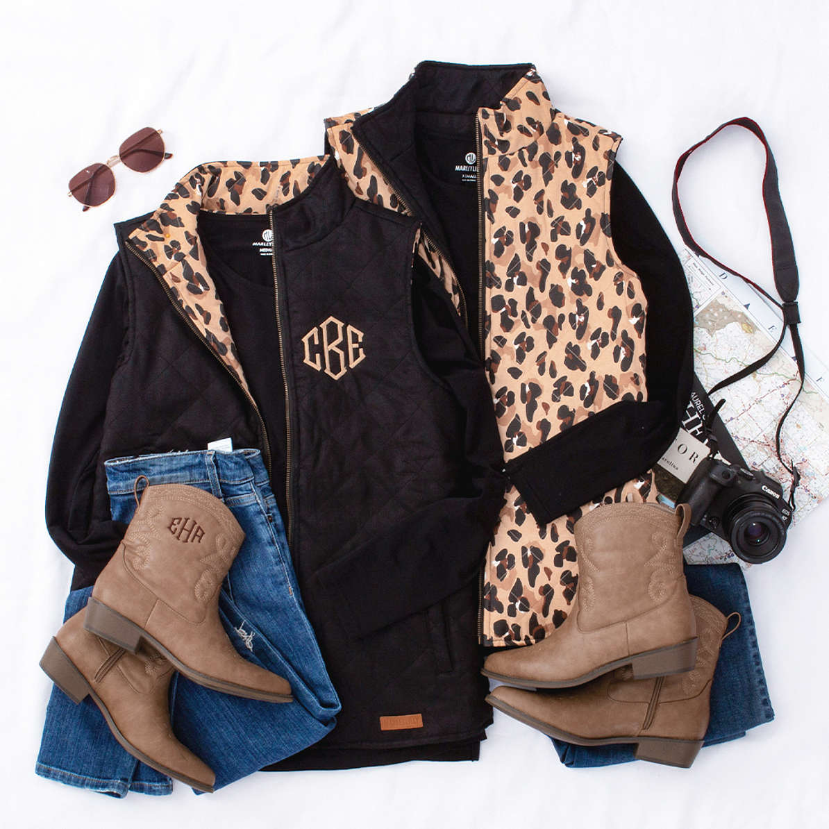 Personalized Ladies Reversible Plaid Vest - Marleylilly