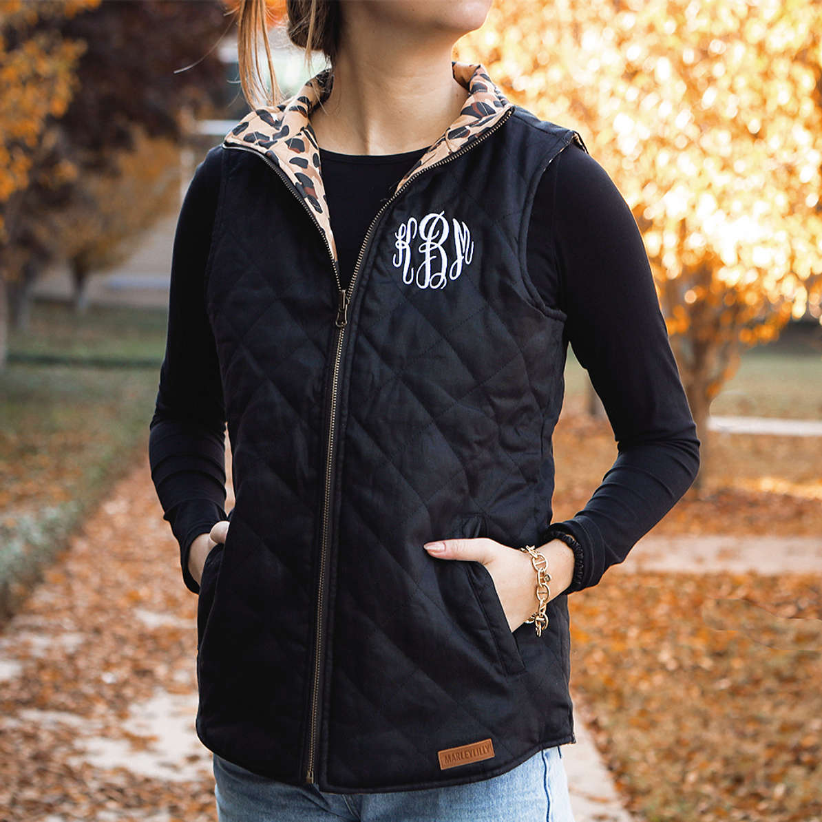 Personalized Ladies Reversible Plaid Vest - Marleylilly