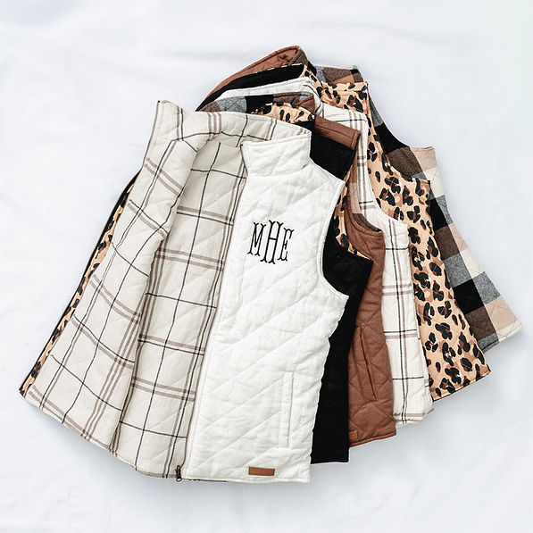 Personalized Ladies Reversible Plaid Vest - Marleylilly