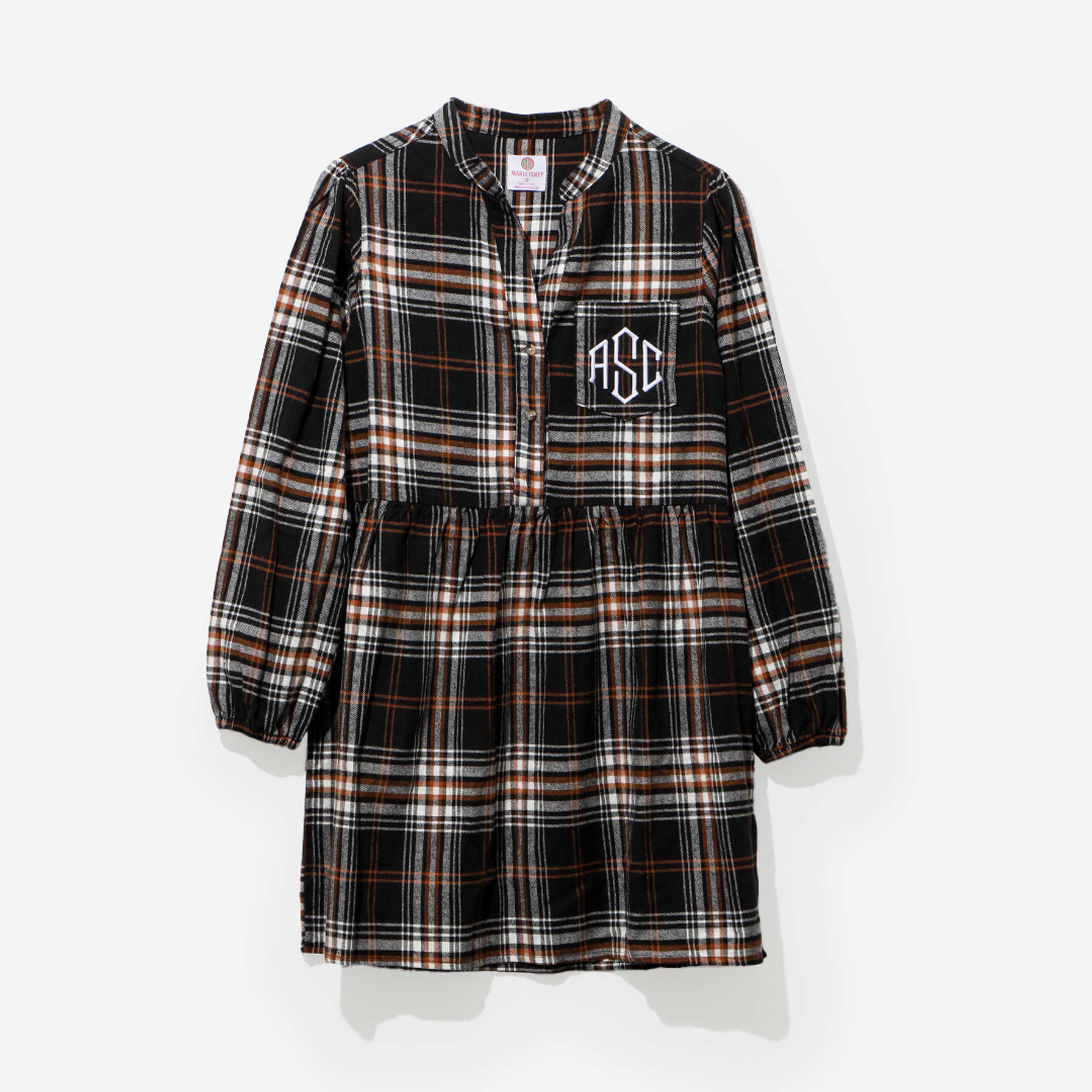 Monogrammed Plaid Shirt Dress for Fall - Marleylilly