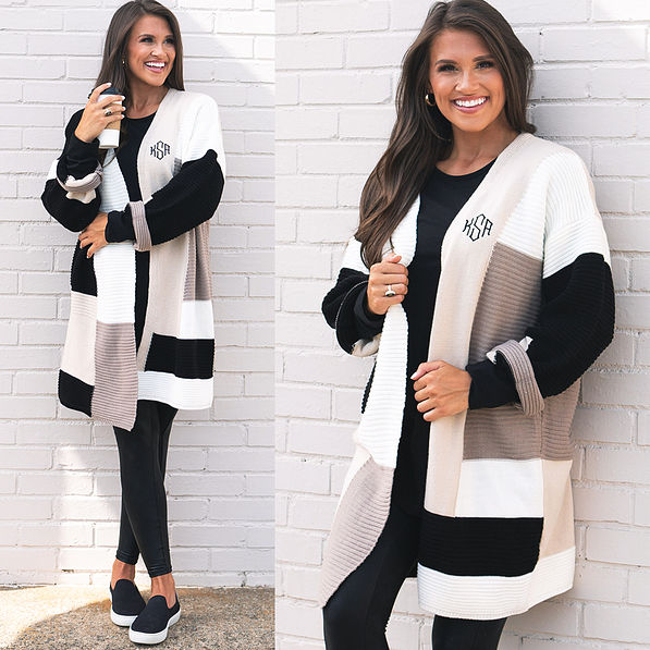 Monogrammed Colorblock Cardigan – Marleylilly