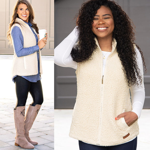 Tan Teddy Bear Vest for Women - Marleylilly