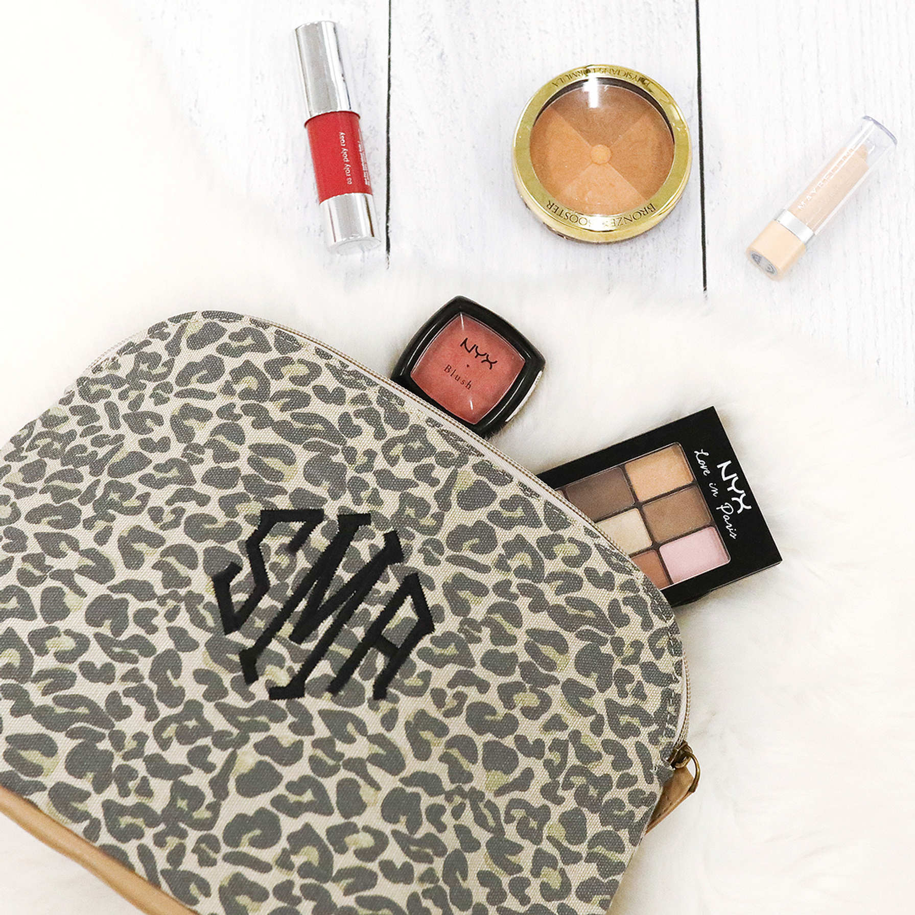 Personalized Rustic Leopard Makeup Bag