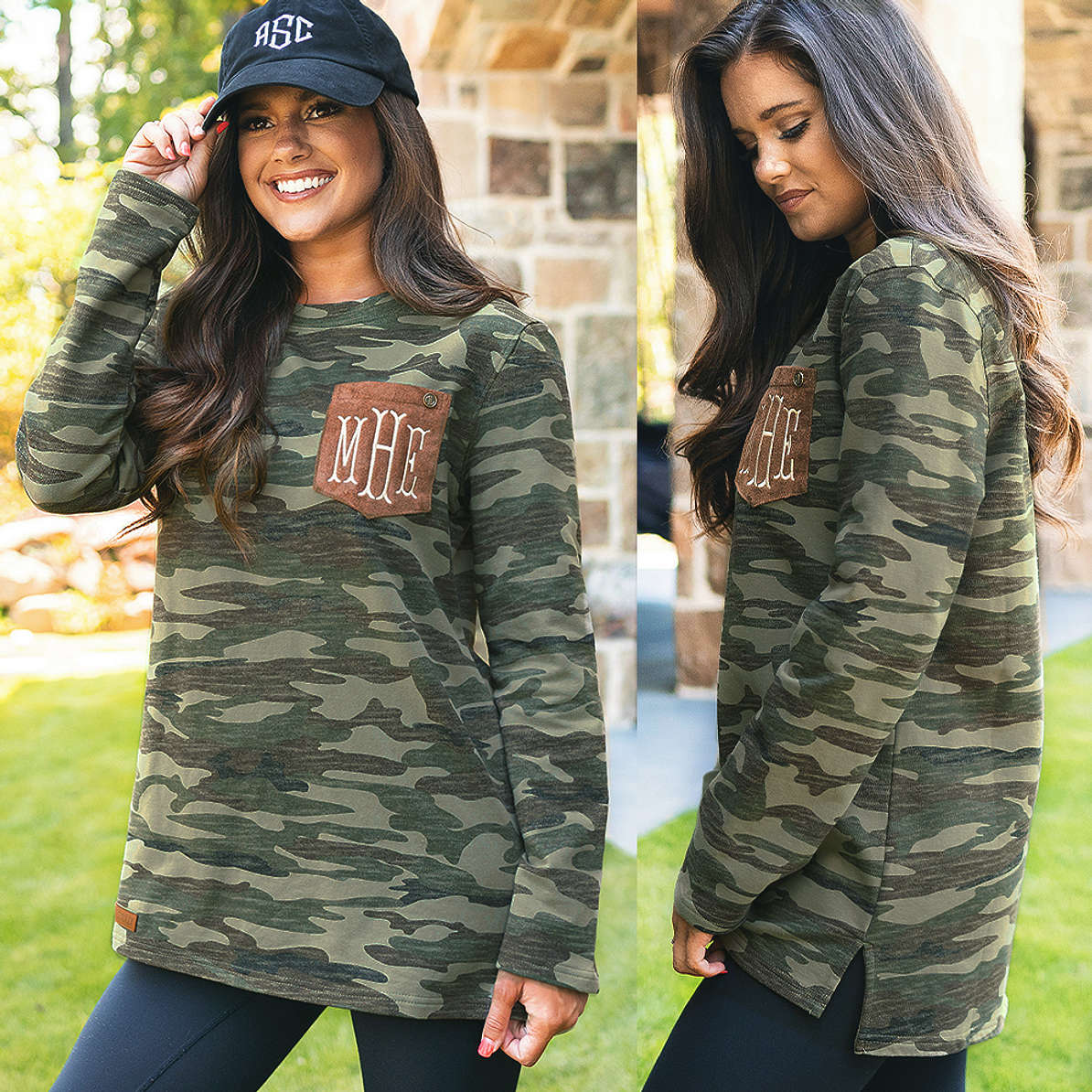 Ladies Personalized Camo Sweatshirt - Marleylilly