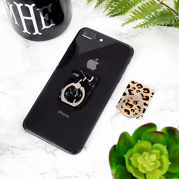 Acrylic Pattern Phone Ring - Marble or Leopard