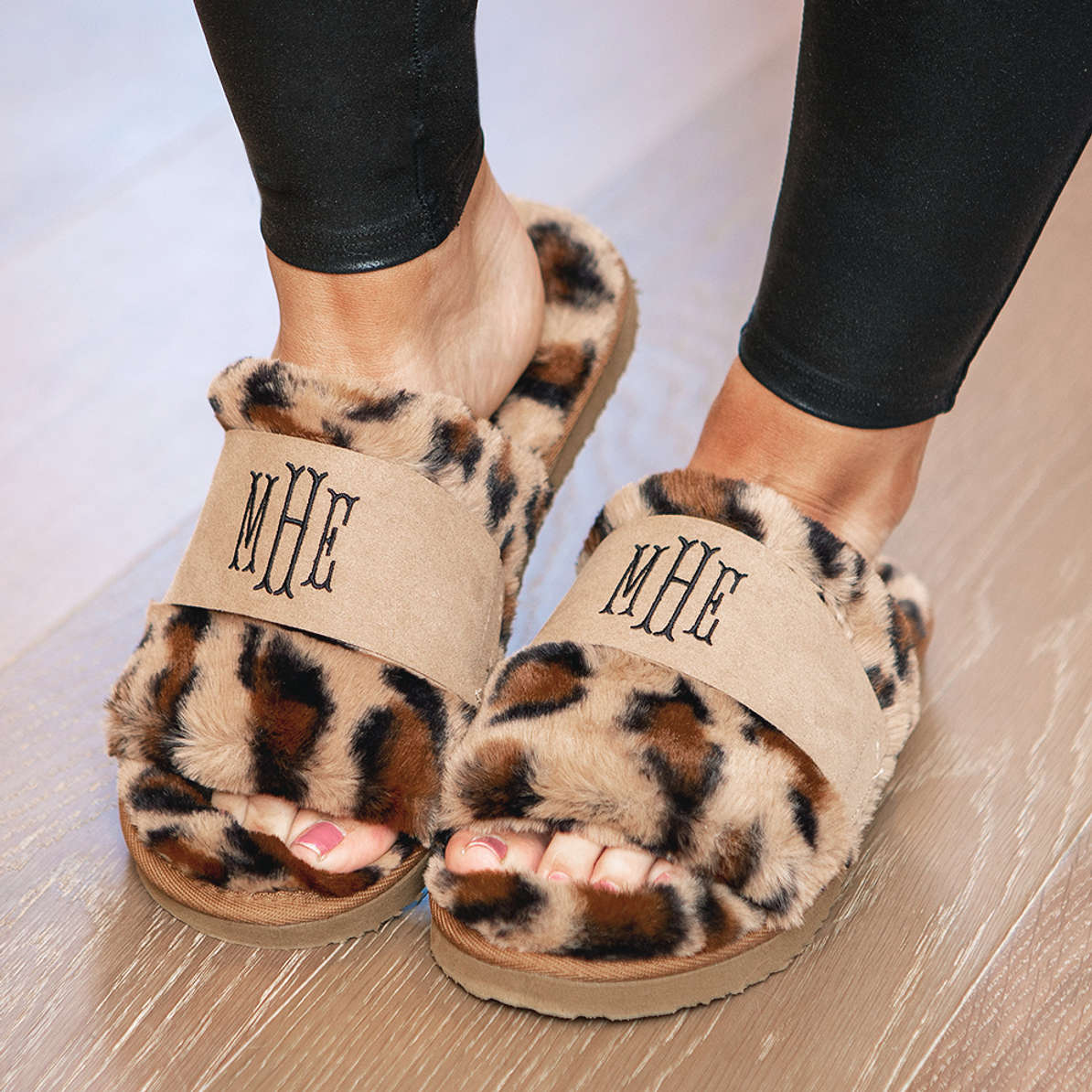 Open Toe Faux Fur Slide Slippers | Marleylilly