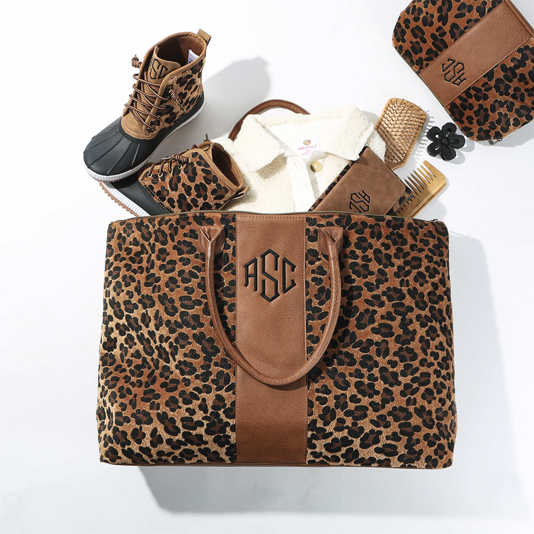 Personalized Leopard Print Weekender Bag