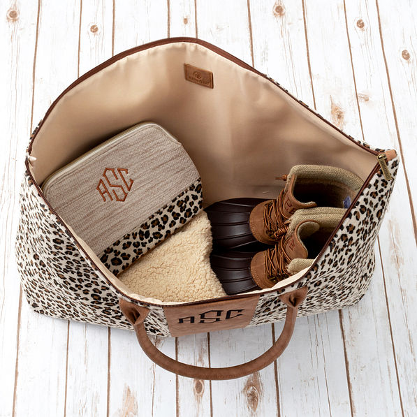 Personalized Leopard Print Weekender Bag
