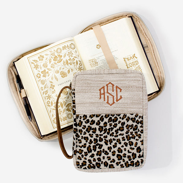 Monogrammed Leopard Bible Carrying Case - Marleylilly