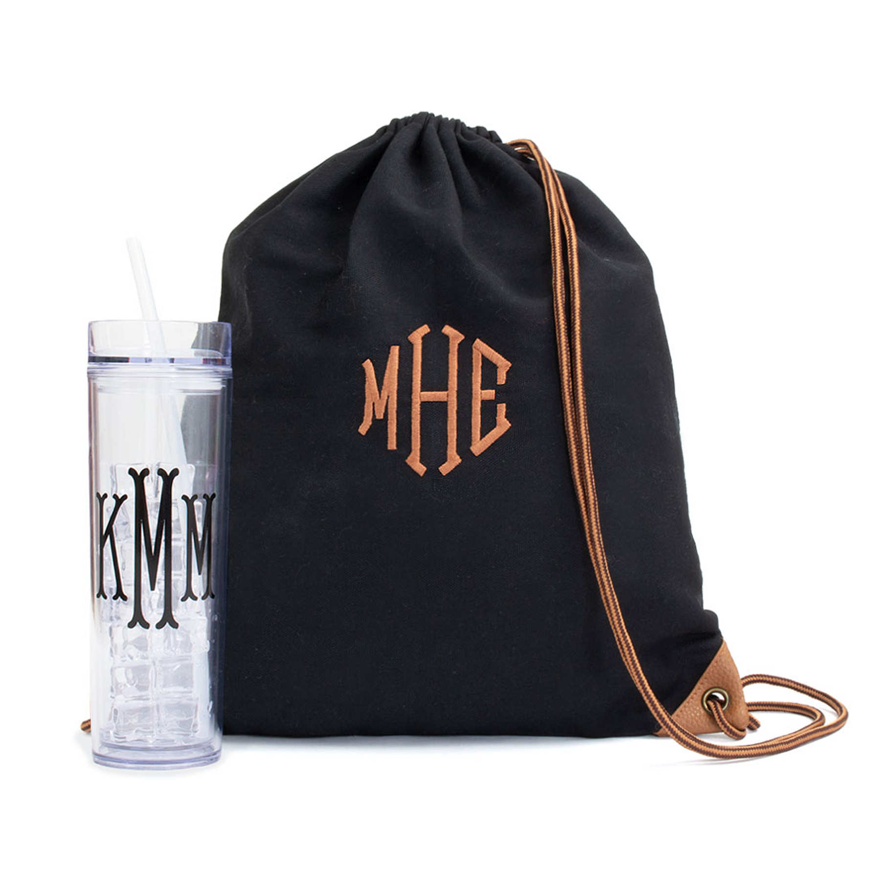 Black Personalized Cinch Bag - Marleylilly