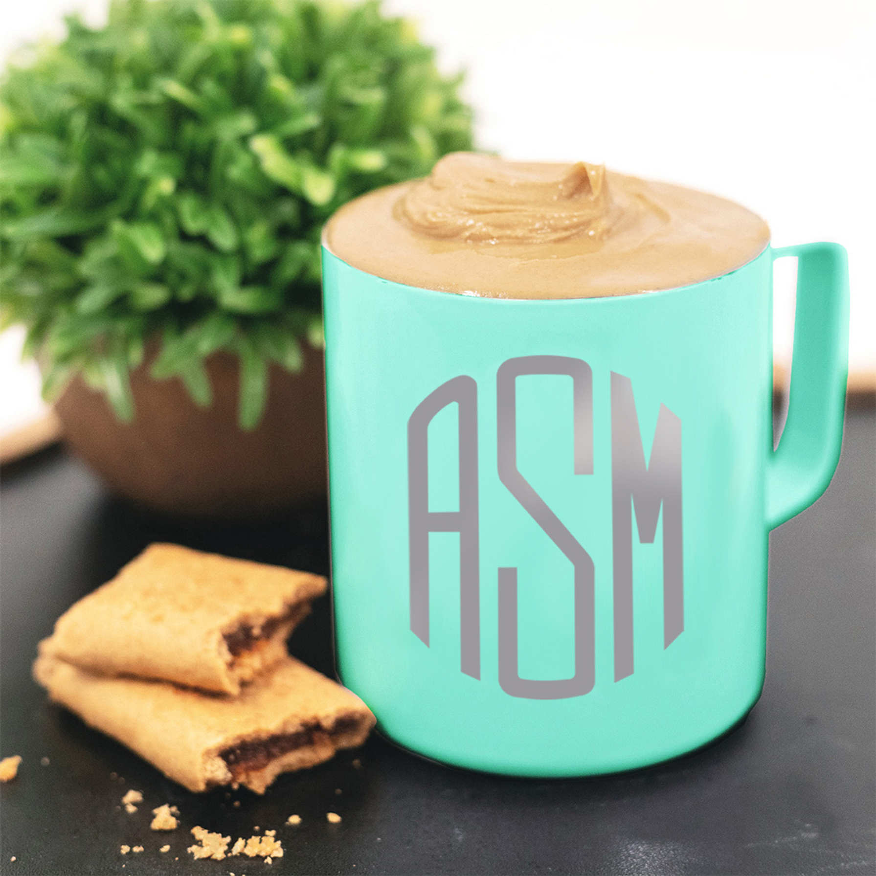 Monogrammed Insulated Coffee Mug with Lid - 14 Oz.