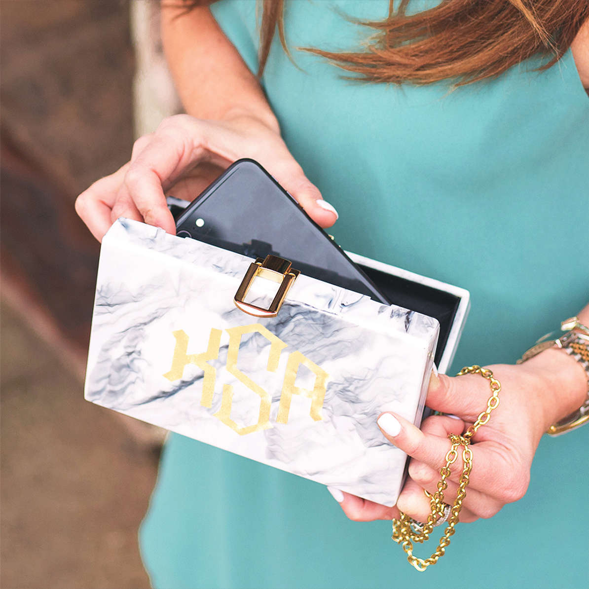 Personalized Marble Clutch