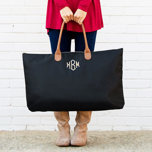 Personalized Black Nylon Weekender Bag