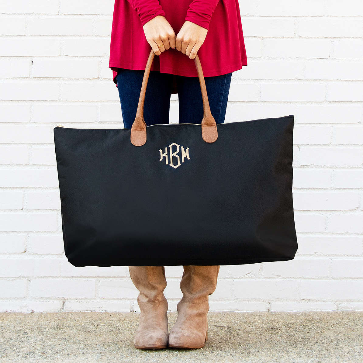 Personalized Black Nylon Weekender Bag