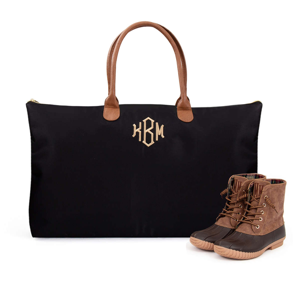 Personalized Black Nylon Weekender Bag