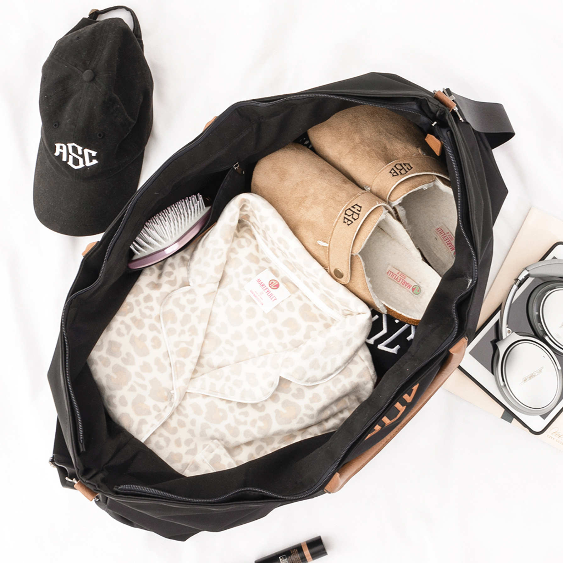 Personalized Black Nylon Weekender Bag