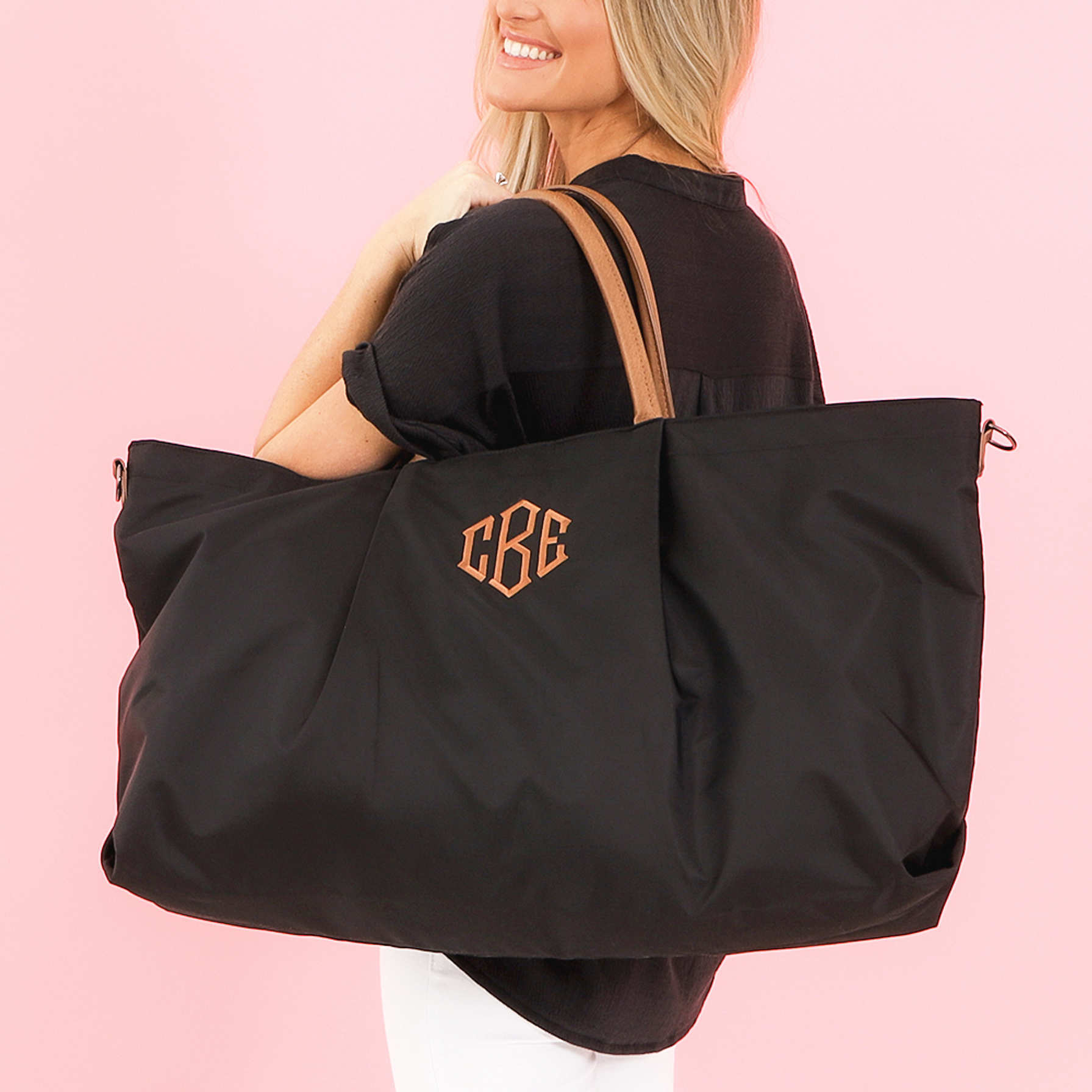 Personalized Black Nylon Weekender Bag