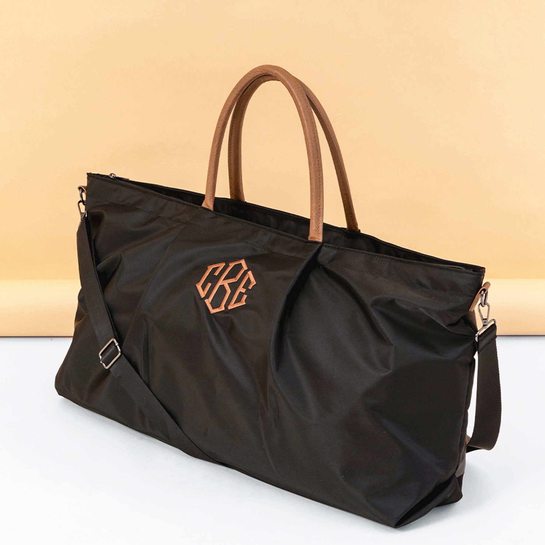 Personalized Black Nylon Weekender Bag