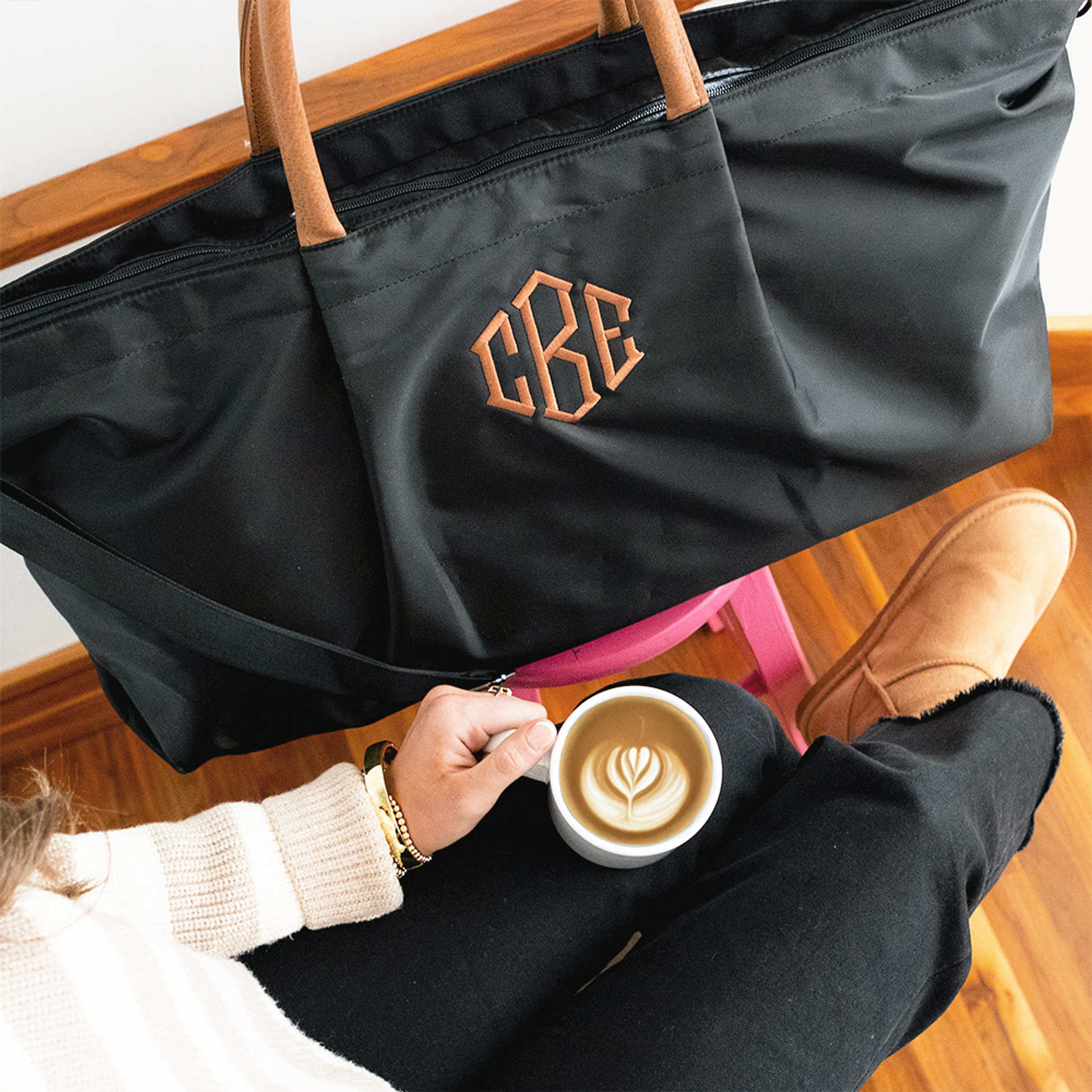 Personalized Black Nylon Weekender Bag