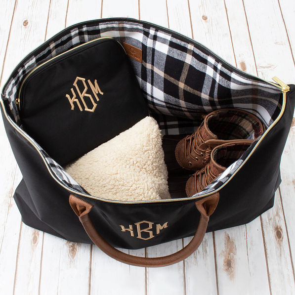 Personalized Black Nylon Weekender Bag