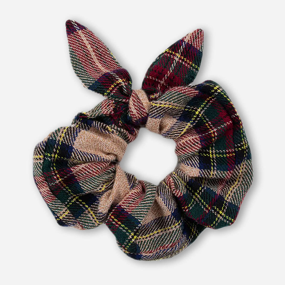 Camel Plaid Bow Scrunchie - Marleylilly