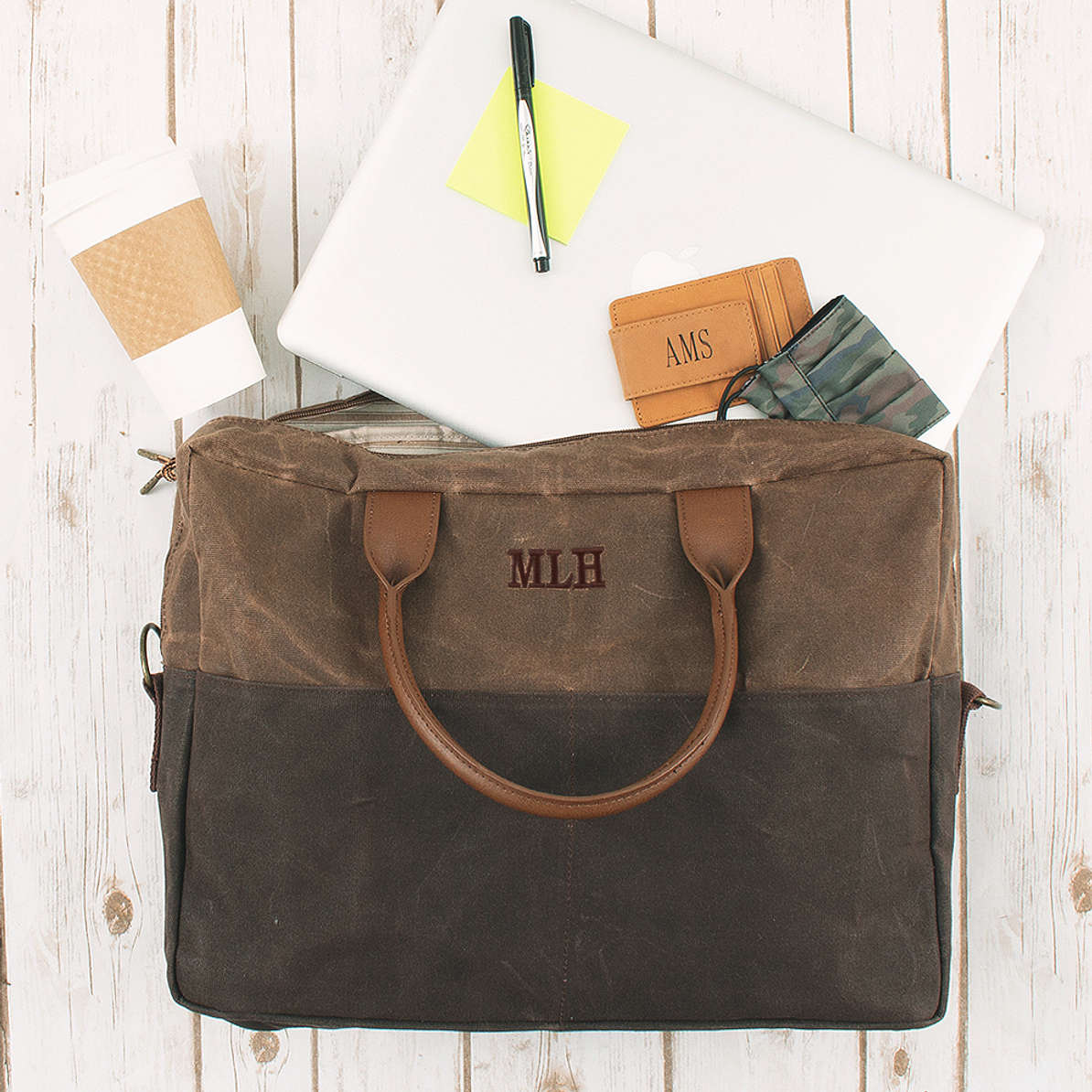 Men's Personalized Waxed Canvas Shoulder Messenger Bag – Marleylilly