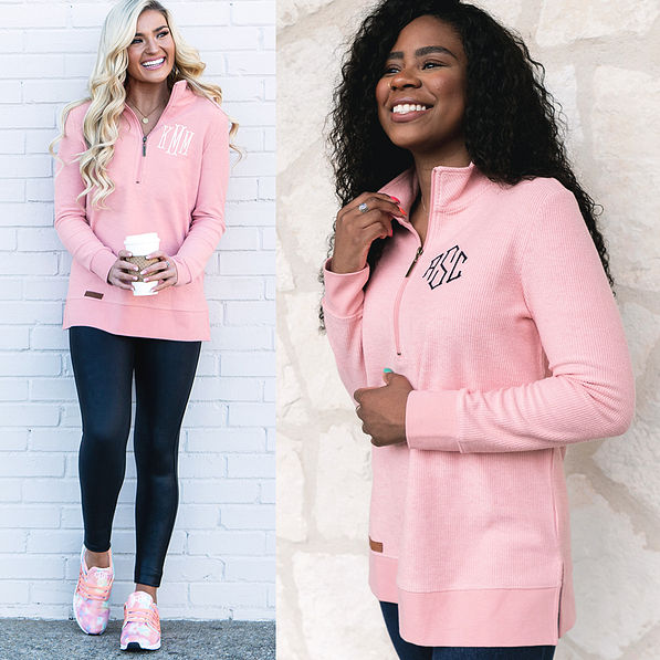 Personalized Corded Pullovers in Pink, Charcoal, Chambray – Marleylilly