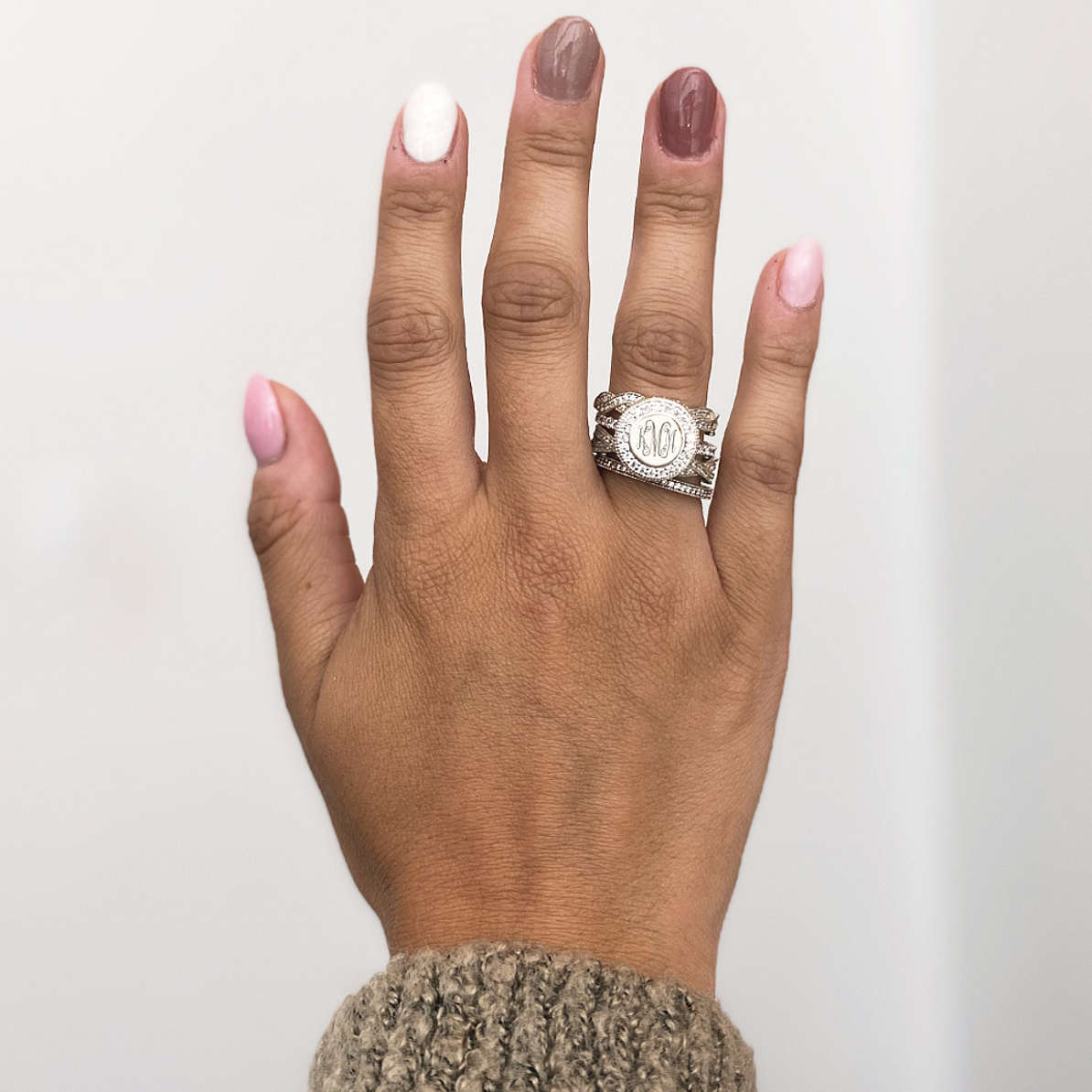 Personalized Sterling Silver Pave Ring – Marleylilly