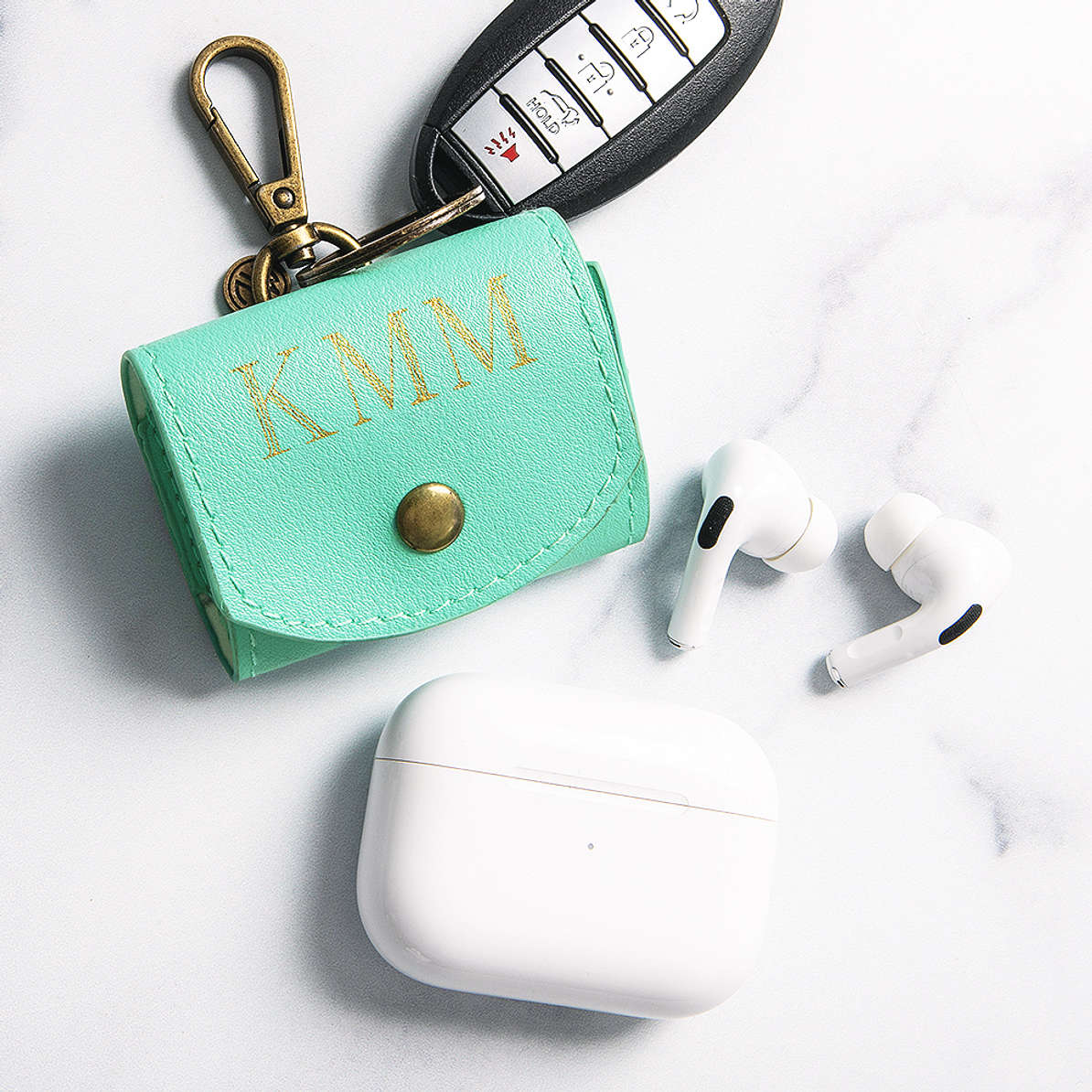 Monogrammed AirPod Case Keychain - Marleylilly