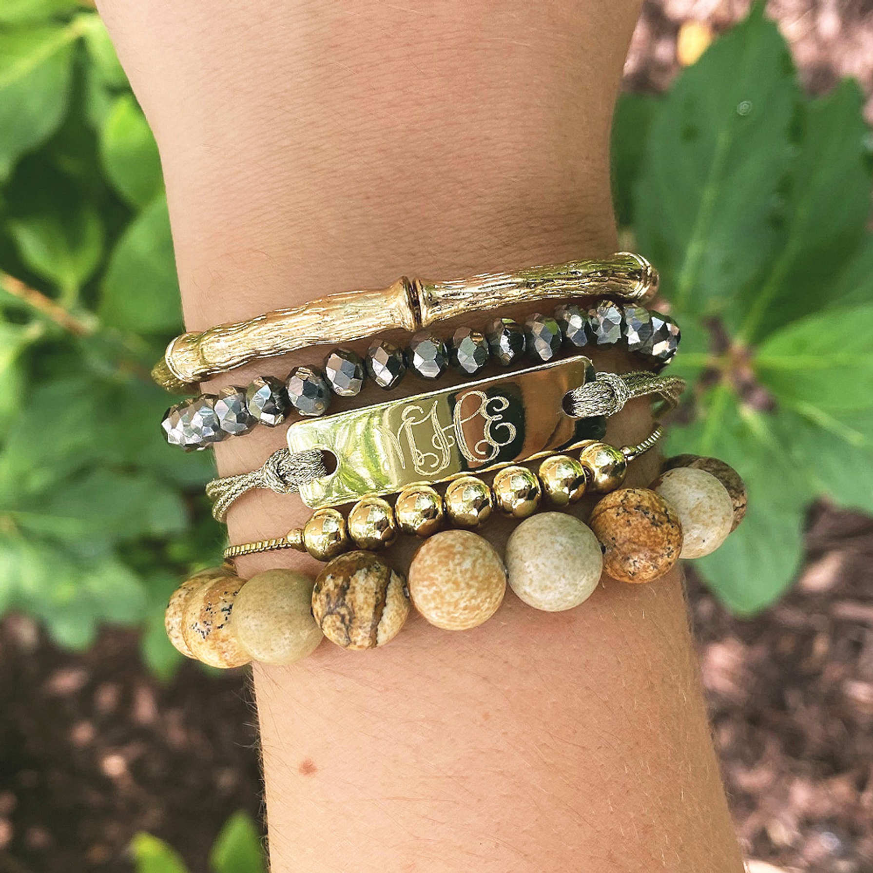 Personalized Braided Rope Bar Bracelets - Marleylilly