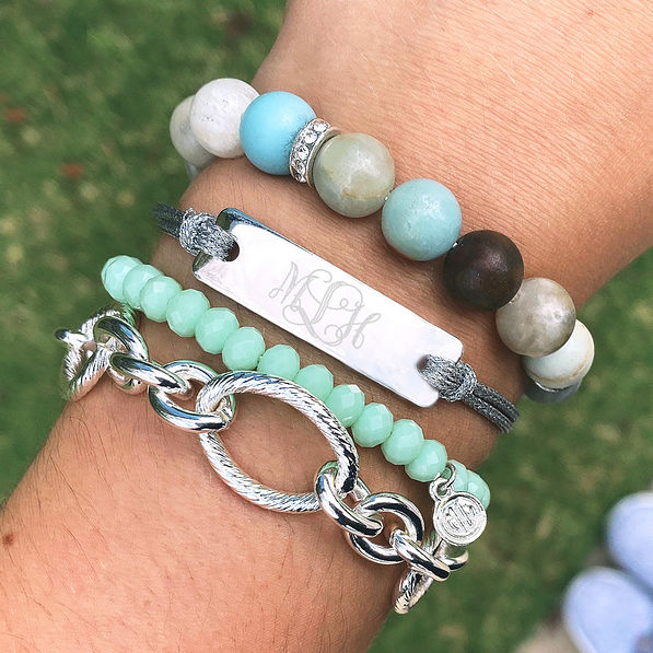 Personalized Braided Rope Bar Bracelets - Marleylilly