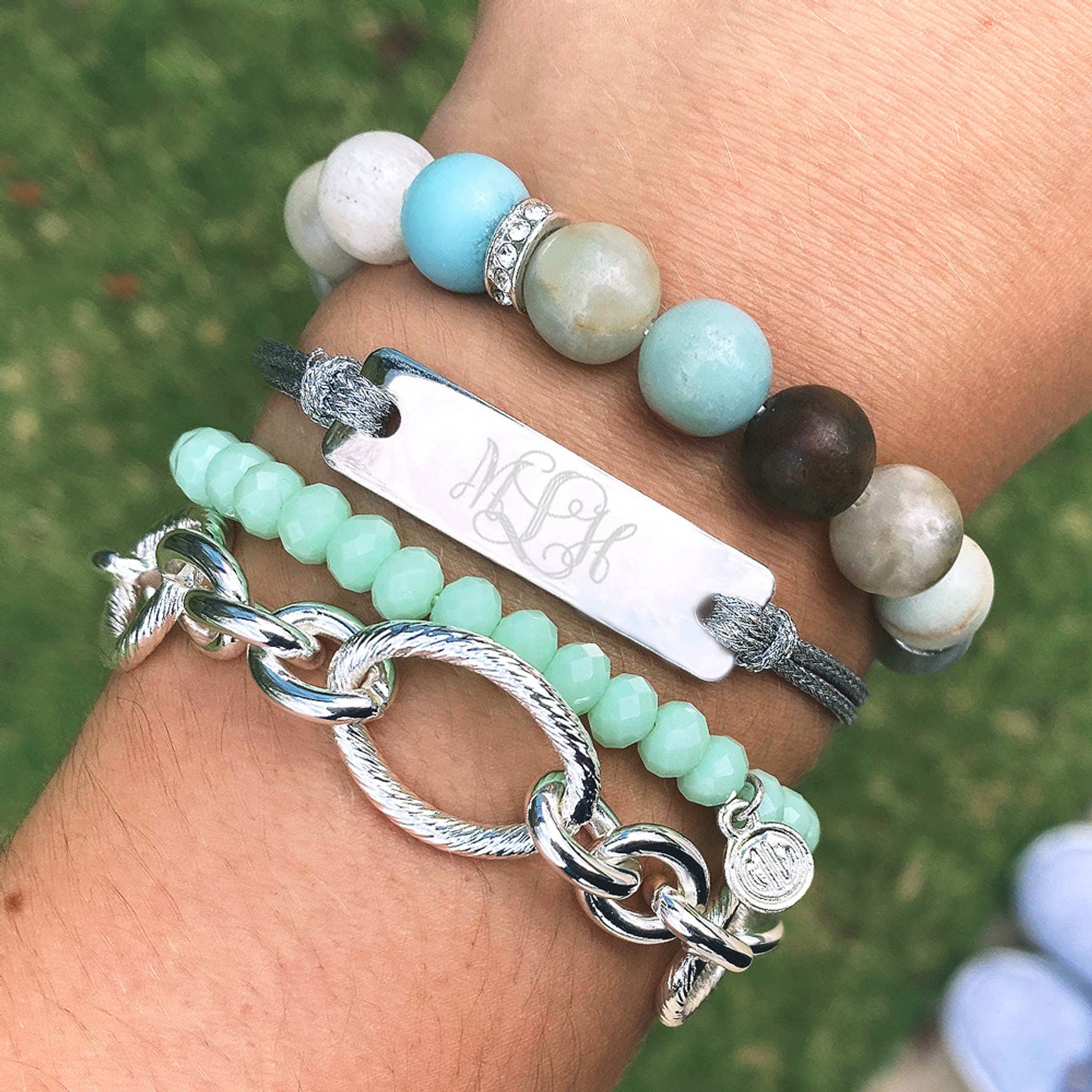 Personalized Braided Rope Bar Bracelets - Marleylilly