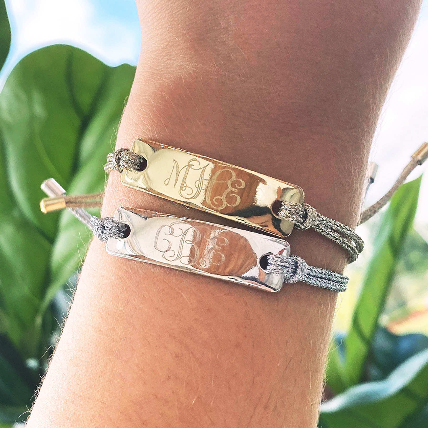 Personalized Braided Rope Bar Bracelets - Marleylilly