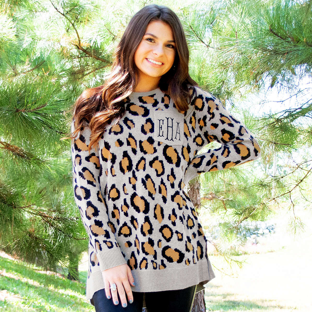 Ladies Personalized Leopard Sweaters - Marleylilly