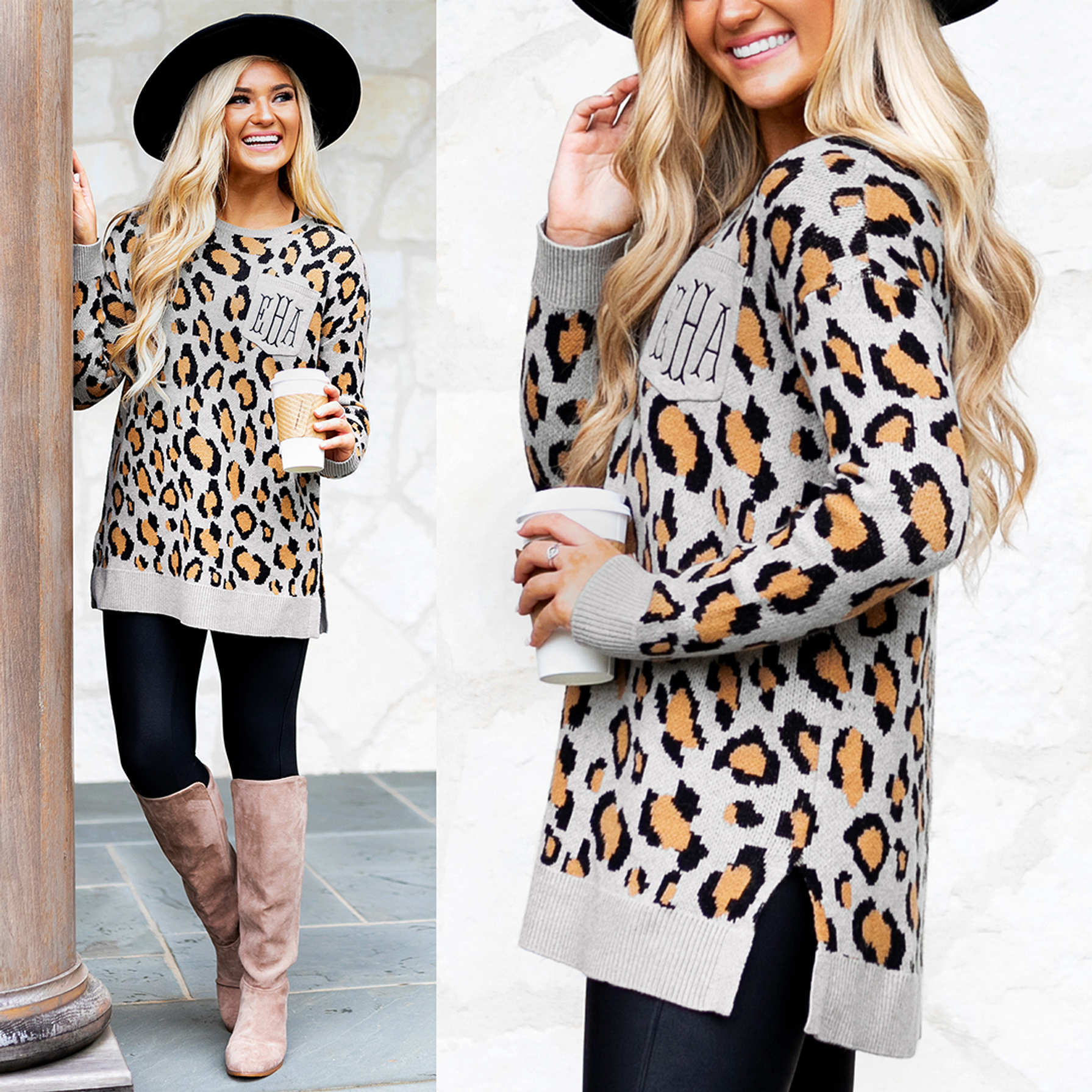 Ladies Personalized Leopard Sweaters - Marleylilly