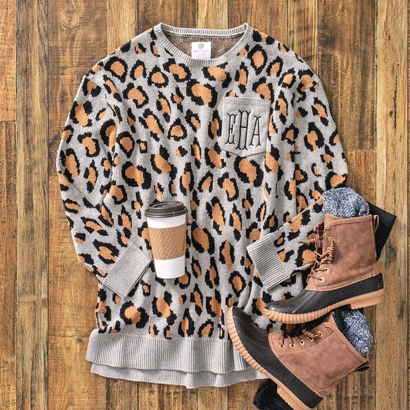 Ladies Personalized Leopard Sweaters - Marleylilly