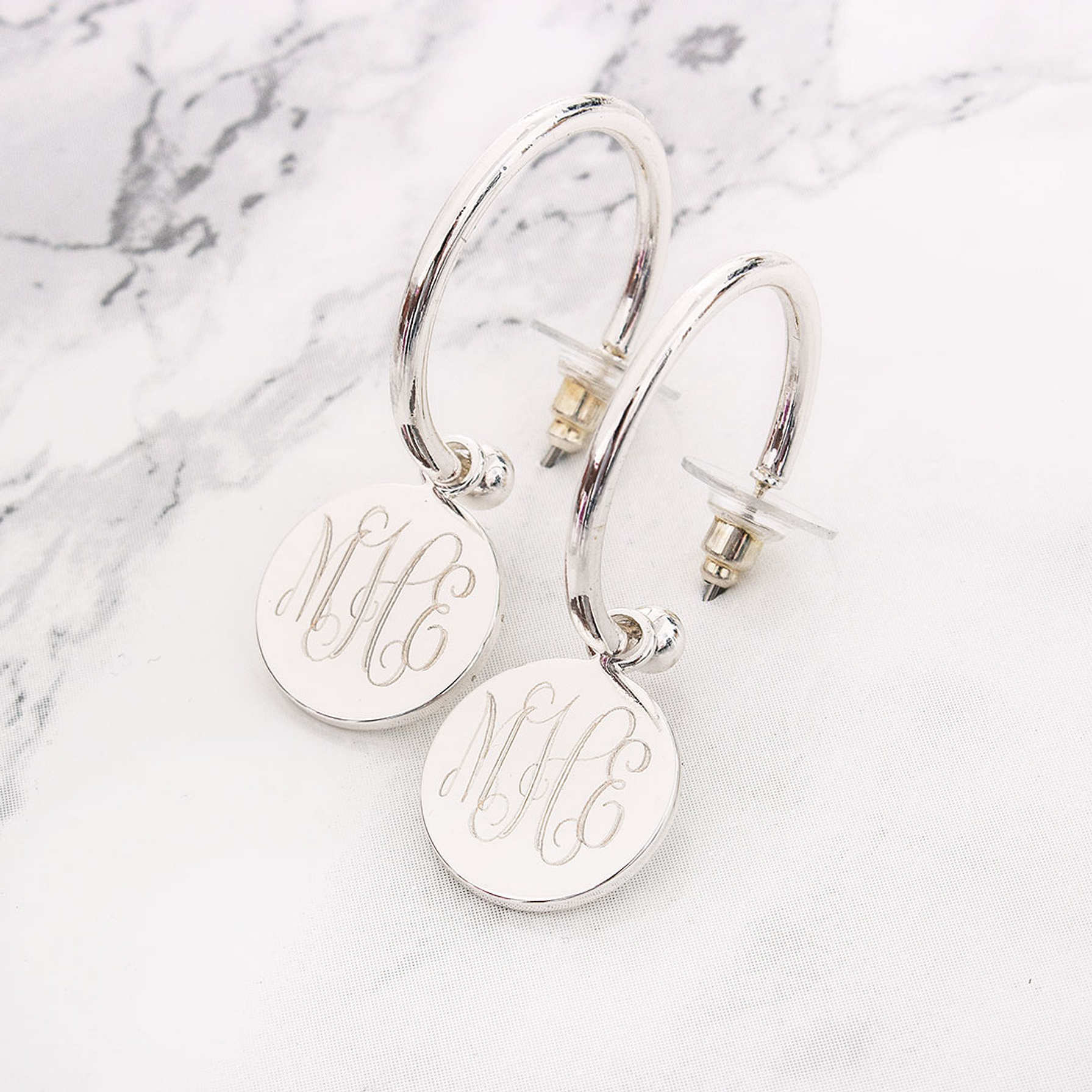 Personalized Disc Hoop Earrings - Marleylilly
