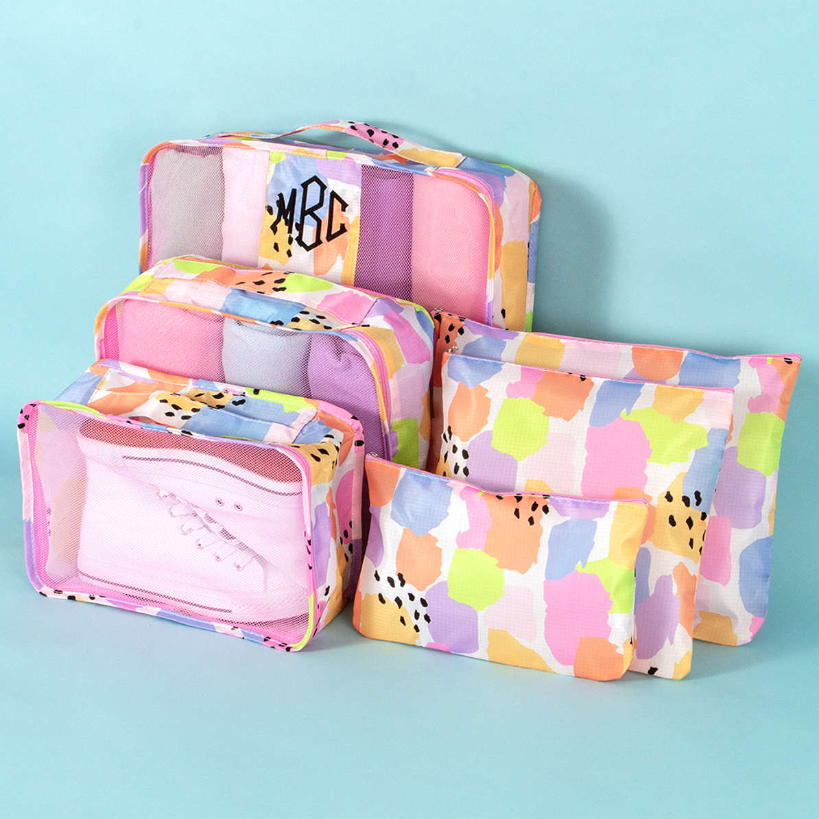 6-Bag Monogrammed Packing Bags for Travel | Marleylilly