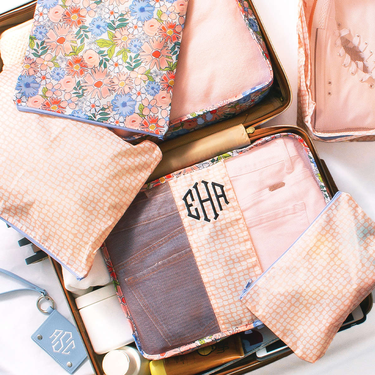 6-Bag Monogrammed Packing Cubes and Bags for Travel | Marleylilly