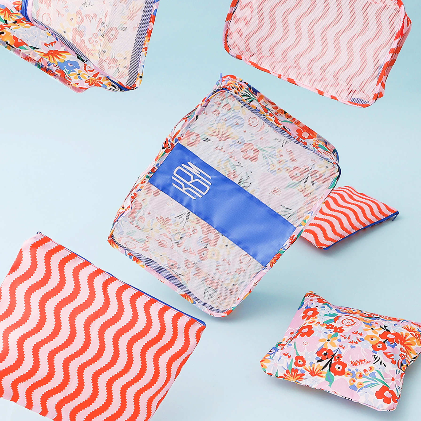 6-Bag Monogrammed Packing Cubes and Bags for Travel | Marleylilly