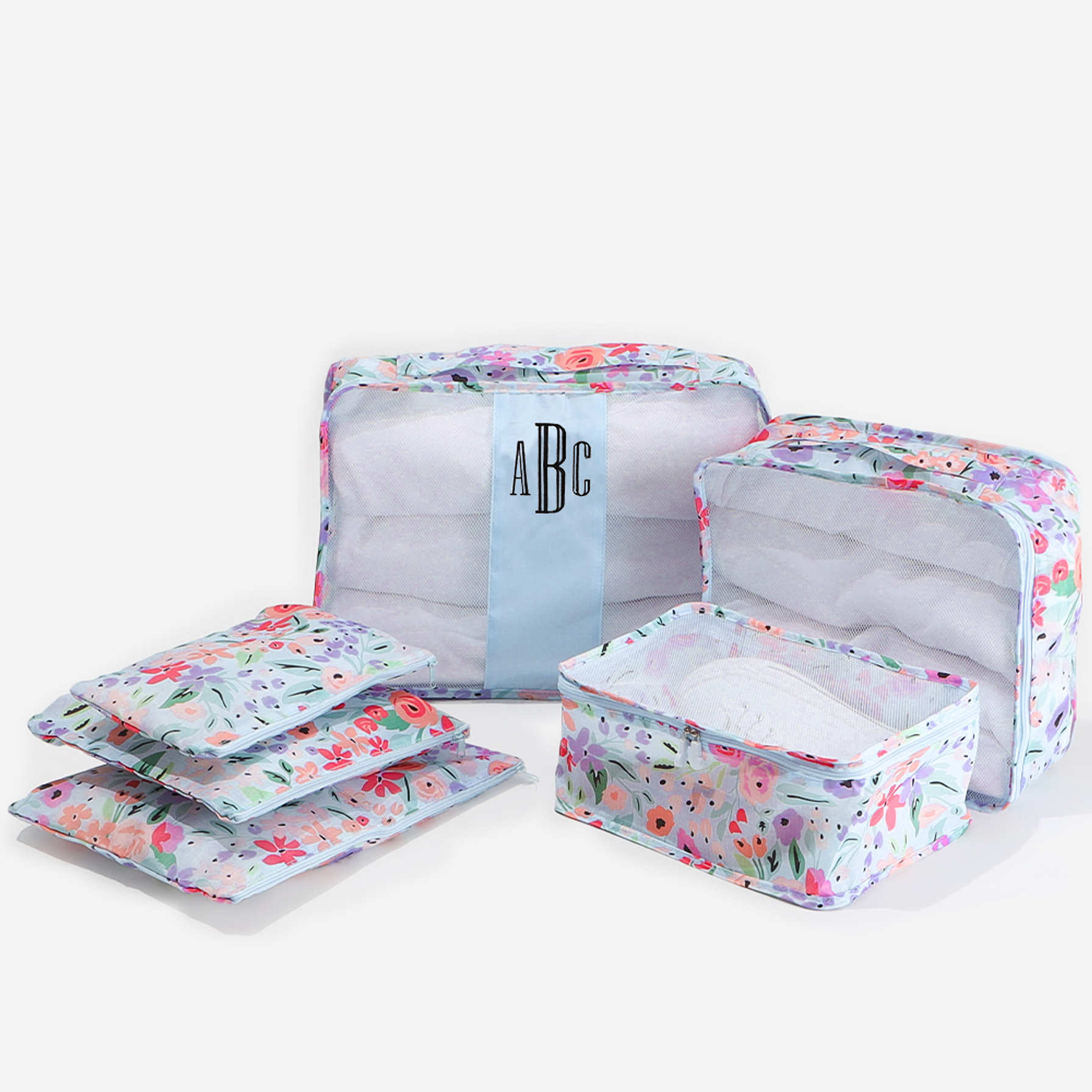 6-Bag Monogrammed Packing Cubes and Bags for Travel | Marleylilly