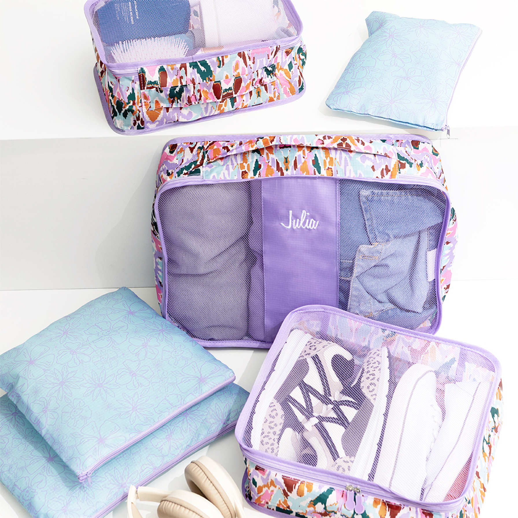 6-Bag Monogrammed Packing Cubes and Bags for Travel | Marleylilly