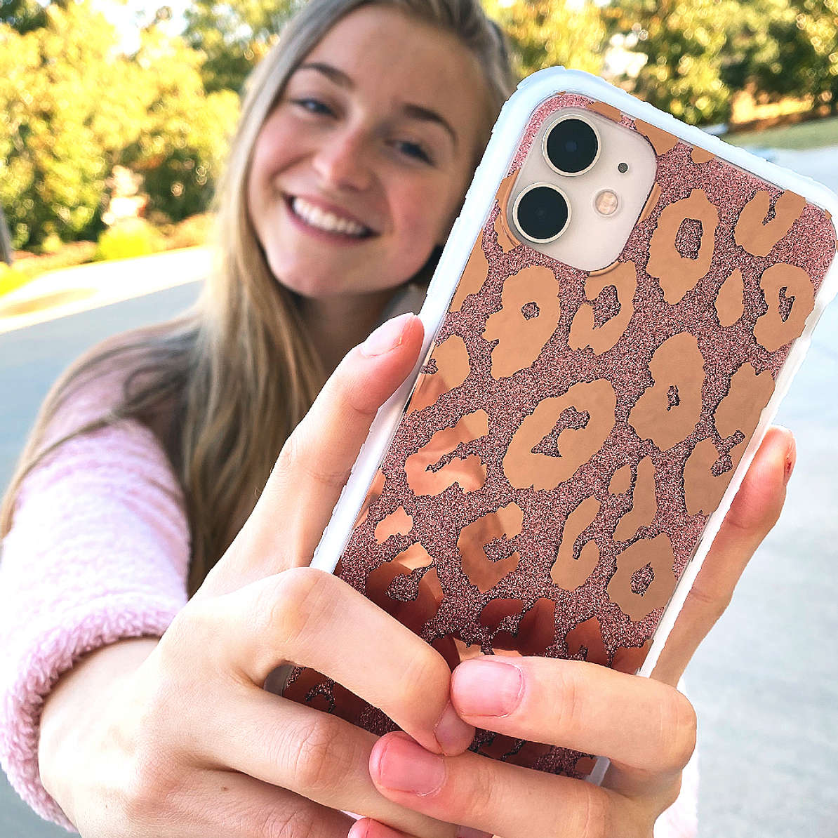 Glitter Leopard Print iPhone Case - Marleylilly
